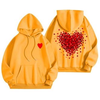 Generic Sweat &agrave; capuche &agrave; manches longues pour la Saint-Valentin 2026 pour femmes (4), jaune, XXL