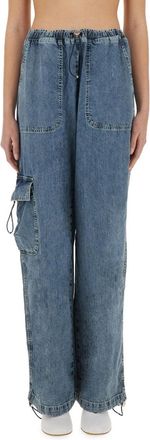 Moschino Wide Fit Denim Cargo Pants - Blue