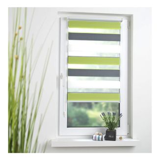 Liedeco Duo Rollo Klemmfix - 120 x 160 cm gr&uuml;n/grau/wei&szlig; (Breite x H&ouml;he) / 3 farbig/transparent lichtdurchl&auml;ssig Blickdicht stufenlos verstellbar/leichte Inne
