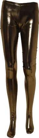 Dolce & Gabbana Womens Gold Metallic Leggings Pantyhose Stockings Socks Polyester Ealstane Clothing