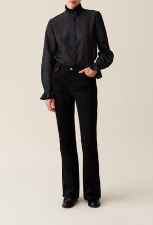 Claudie Pierlot Chemise fluide col volant&eacute; rayures