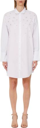 Liu Jo Femme, Robes, Blanc, Taille: 38 FR Robe Chemise avec Ornements Bijoux