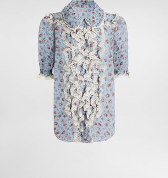 Dolce & Gabbana Small Rose-print Chiffon Shirt - Frau Blusen Und Tops Multicolor 42