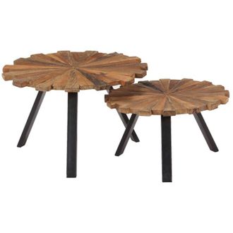 vidaXL Tables basses 2 pcs Bois de r&eacute;cup&eacute;ration massif