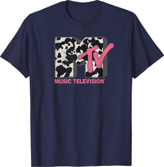 Giesswein Music Television Cow Print Pattern Classic Logo T-Shirt