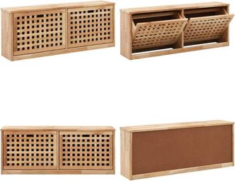 vidaXL Banc de rangement de chaussures 94x20x38cm Bois massif de noyer - Meuble De Rangement Chaussures - Banc Chaussure - Range Chaussures - Rangement