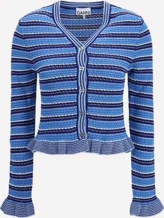 Ganni Striped cotton Cardigan Female S