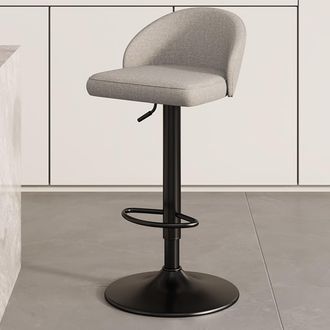 Generic Hellgraue drehbare Barhocker, 2er-Set - h&ouml;henverstellbar mit Fu&szlig;- und R&uuml;ckenlehne, bezogen mit Leinenstoff, f&uuml;r K&uuml;che und Esszimmer