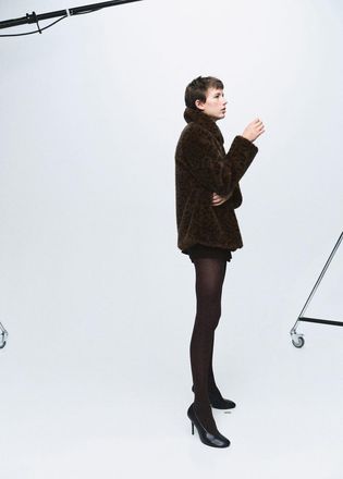 Mango Manteau fausse fourrure l&eacute;opard marron - Femme - XS - MANGO