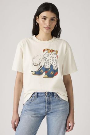 Levi's T Shirt Graphique Tabor - Femme - Blanc / Cowboy Boot And Hat Egret - 2XL