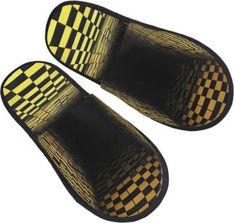 Generic Pantoufles Moelleuses Impression D&Eacute;chiquier Abstrait 3D Chaussures Antid&eacute;rapants Chauds Slippers Pour Unisex Int&eacute;rieur Femme M