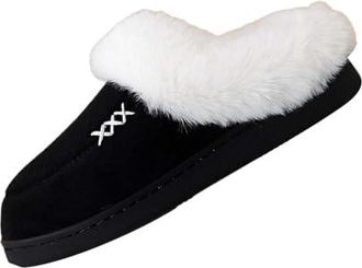 Generic Pantoufles dhiver pour homme et femme - En peluche douce - Doublure en peluche - Légères et moelleuses - Confortables - Chaudes et légères, Noir, 39 E