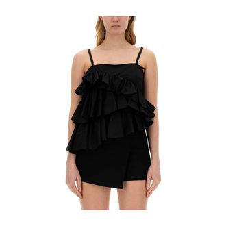 Msgm &Auml;rmelloses Top mit Raffung - - Tops - Damen - Schwarzk - M