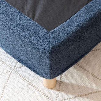 TERRE DE NUIT Cache-sommier bouclette int&eacute;gral bleu marine 160x200 - Boucletta