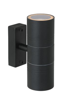 Lucide ARNE-LED - Wandstrahler/Wandleuchte Innen/Au&szlig;en - &Oslash; 6,3 cm - LED - GU10-2x5W 2700K - IP44 - Schwarz