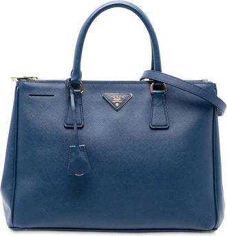 Prada Hobo Bags - Medium Saffiano Lux Galleria Double Zip Satchel - Gr. unisize - in Blau - f&uuml;r Damen