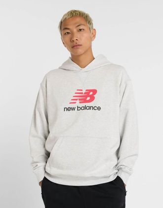 New Balance Athletics French-Terry-Hoodie mit Logo in Ahh Multi-Grau