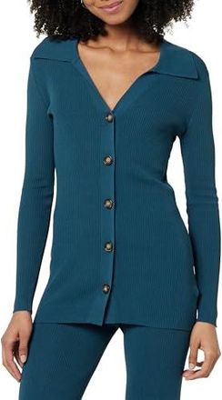 The Drop Cardigan pour Femme, Constance Boutonné, Côtelé, Bleu Légion, Taille XXS