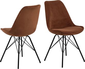 AC Design Furniture Emanuel Cord-Esszimmerstuhl mit Rückenlehne 2er Set, Gepolsterter Esszimmerstuhl, Organische Form, Kupferfarbe, Gepolsterter Stoffsitz mit Schwarzen M