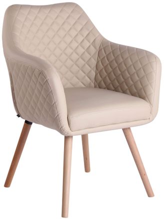 Clp Esszimmerstuhl Gent mit Kunstlederbezug I Polsterstuhl Mit Armlehne I Sitzfl&auml;che Gepolstert I Polsterstuhl Mit Einer Sitzh&ouml;he von 49 cm, Farbe:Creme, 