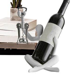Generic Weinflaschenhalter für den Boden, Flaschenhalter aus Harz, ohne Flaschenöffner, dekorative Weinflaschen mit hohler Statue für den Bartisch zu Hause