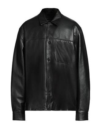 8 by YOOX LEATHER LONG SLEEVE SHIRT