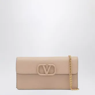 Valentino Garavani Vlogo pink leather wallet with chain