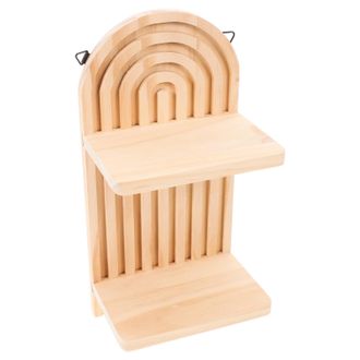 Angoily Wandregal aus Kiefernholz Zweistöckiges Wandaufbewahrungsregal mit Bogen Design Vielseitiges Wohnzimmer und Badezimmer Wandmontage Regal