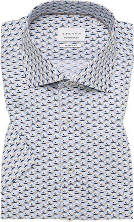 Eterna B&uuml;gelfreies Kurzarmhemd aus Baumwolle mit Print, Modern Fit in