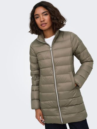 Only Steppjacke ONLY ONLRUBY QUILTED DOWN COAT CC OTW, Damen, Gr. XL, beige (walnut), Steppware, Obermaterial: 100% Nylon, unifarben, Po-bedeckend, Jacken 