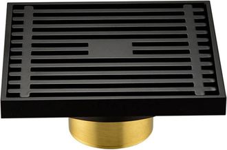 Generic 4 Zoll quadratischer Duschablauf aus Messing mit abnehmbarem Deckel und Gitterrost, Bodenablauf mit Haarsieb f&uuml;r K&uuml;che, Badezimmer, Garage und Keller 