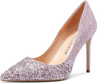 Castamere Escarpins Femme Mode Aiguille Talon 10CM High Heels Rose Glitter Chaussures EU 44.5