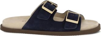 Brunello Cucinelli Homme, Chaussures, Bleu, Taille: 42 EU Double Buckle Suede Sandales
