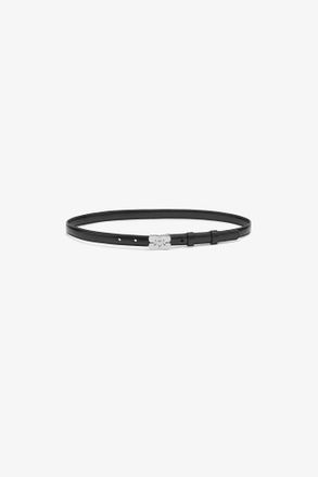 Ganni Ceinture fine Kat en cuir verni noir - Taille M/L