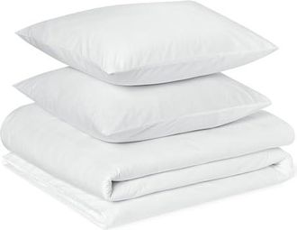 Amazon Basics Parure de Lit 2 Personnes 3 Pi&egrave;ces en Coton Bio, Housse de Couette 240 x 220 cm et 2 Taies doreiller 65 x 65 cm, Blanc