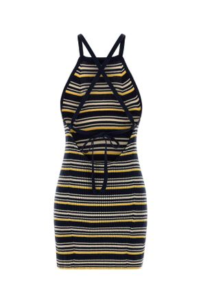 Miu Miu Striped Ribbed Cotton Blend Tank Top - Navy
