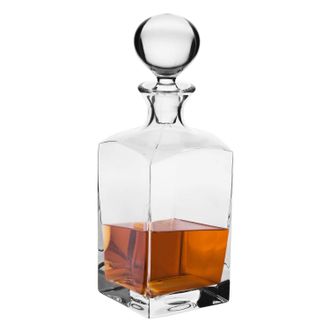 Krosno Whisky Rum Dekanter Karaffe mit Stopper | 1000 ml | Caro Kollektion | Geschenkbox Brandyglas & Wasserflasche | Für Zuhause, Restaurants & Küche | Blei