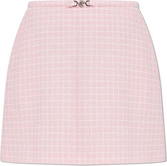 Versace Femme, Jupes, Rose, Taille: 34 FR Mini-jupe trap&egrave;ze en cr&ecirc;pe de laine et tweed
