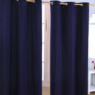 Homescapes Homescapes - Gardinen unifarben marine blau 2er Set 228 x 137 cm