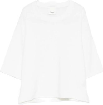 Allude Femme, Pulls, Blanc, Taille: 36 FR T-shirt &agrave; coupe brute