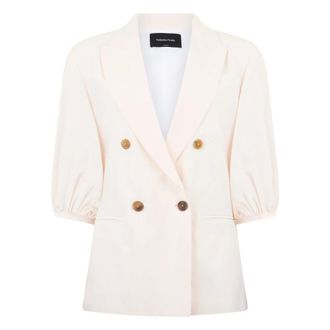 Fabiana Filippi Femme, Vestes, Blanc, Taille: 38 FR Blazer Crois&eacute; &agrave; Manches Bouffantes