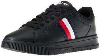 Tommy Hilfiger Mens Supercup LTH Stripes Ess Fm0fm04895 Cupsole Sneaker, Black, 40 EU
