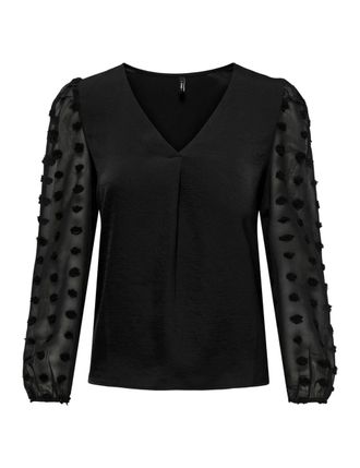 Only Damen ONLEMERY Life L/S Mix TOP Box JRS Bluse, Black, M