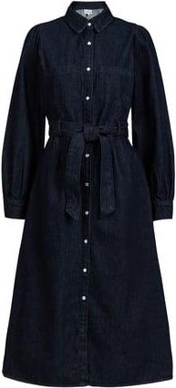 Garance Paris Robe-chemise midi en denim de coton