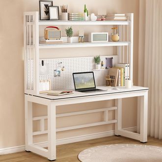 Generic Schreibtisch mit Ablagef&auml;chern, Computertisch for B&uuml;ro, Gaming Arbeitsplatz for Homeoffice, B&uuml;robedarf, Kopfh&ouml;Rer und Pflanzen