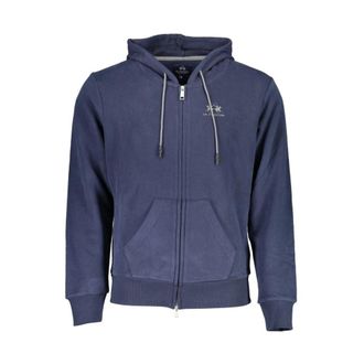 La Martina Blaue Baumwoll-ZipUp Hoodie mit Logo - - Sweatshirts & Hoodies - Herren - Blau - 2XL