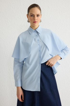 Trendyol Modest Damen Blau Einfarbig Lang Regular Fit Modest Hemden