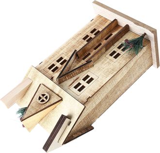 DOITOOL Nordisches LED Holzhaus Dekoration Weihnachtsdeko mit Warmwei&szlig;em Licht f&uuml;r Innen Wohnzimmer Schlafzimmer Tischdeko