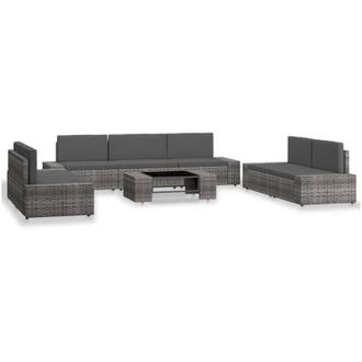 vidaXL Vidaxl - Salon de jardin 8 pcs R&eacute;sine tress&eacute;e Gris