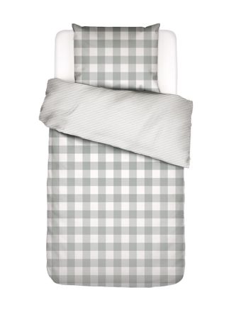 Essenza Bettw&auml;sche Chess Dusty Green, 135x200 + 1x 80x80 cm - 100% Baumwollsatin 200TC - Karo Muster